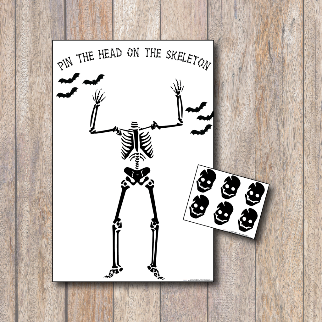 Pin the Head on the Skeleton Printable Game - Everyday Party Magazine