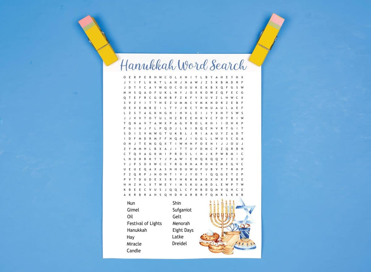 Printable Hanukkah Word Search - Everyday Party Magazine